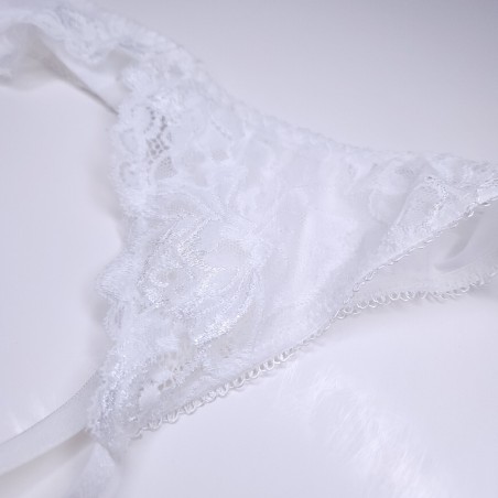 Ivory Glitter: Lace Garter Belt Men Women. Matching Lingerie Sets Men.