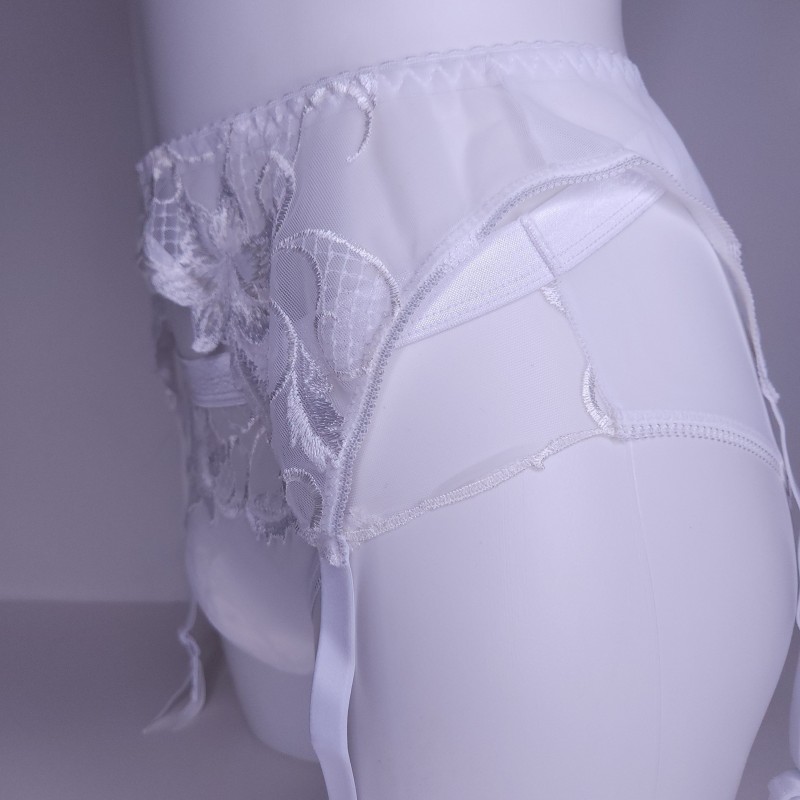 White Harmony: Men's White Mesh Garter Belt White Harmony: Men's White Mesh Garter Belt