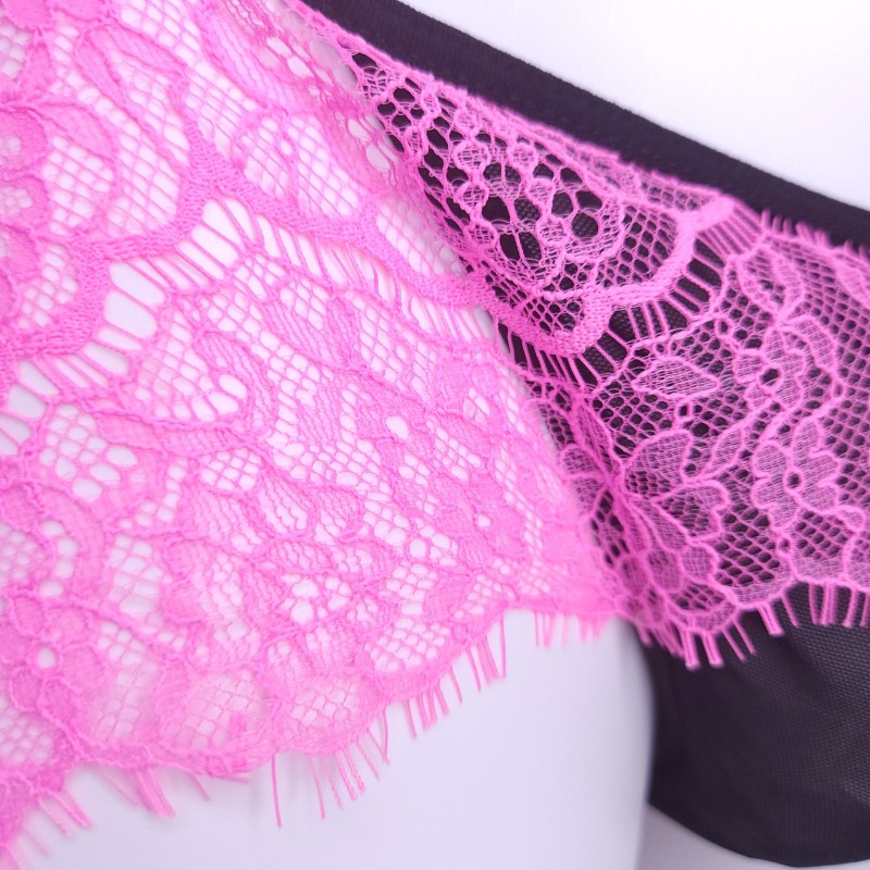 Rose Meringue: Pink Lace Frill Thongs for Men
