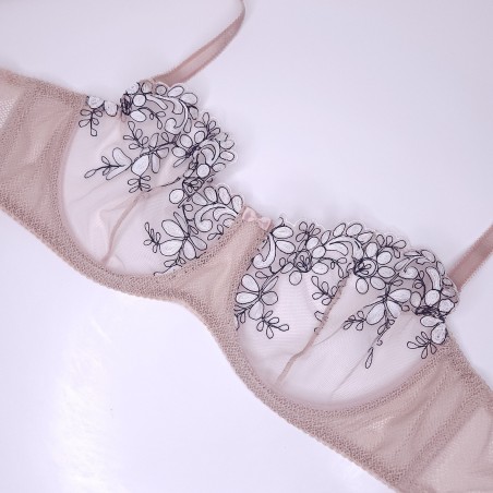 Nude Petal: Beige Femboy Bra AA Cup Underwire