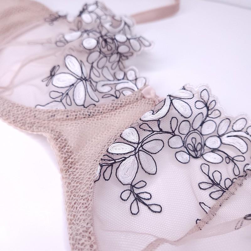 Nude Petal: Beige Femboy Bra AA Cup Underwire
