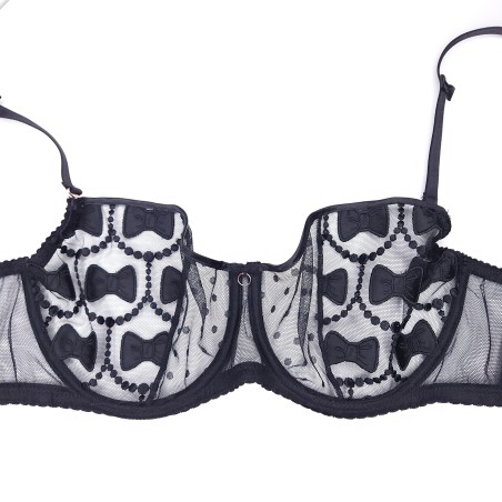 Midnight Ties: Underwire Bra for Men in AA Cup Black Bowties