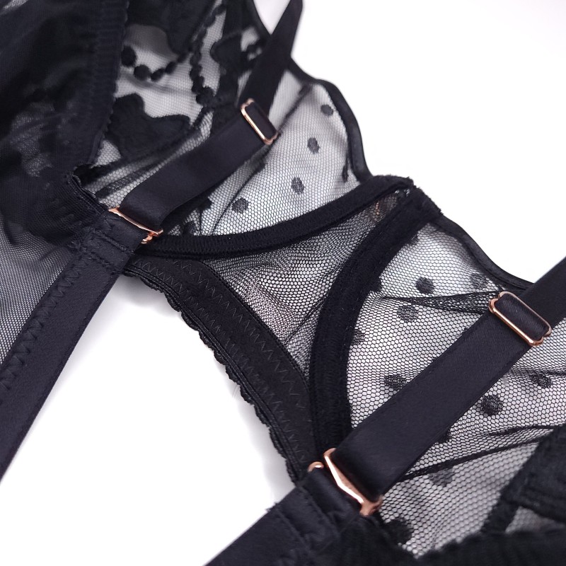 Midnight Ties: Underwire Bra for Men in AA Cup Black Bowties