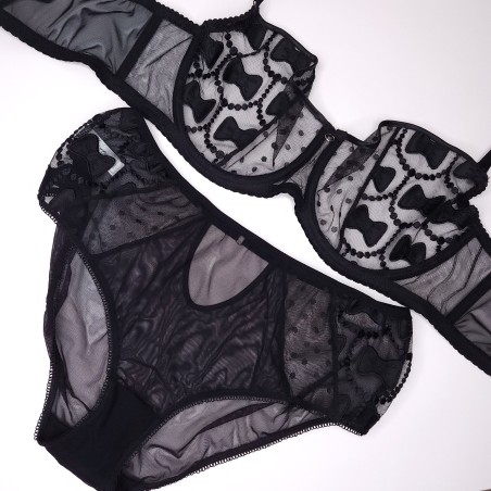 Midnight Ties: Underwire Bra for Men in AA Cup Black Bowties