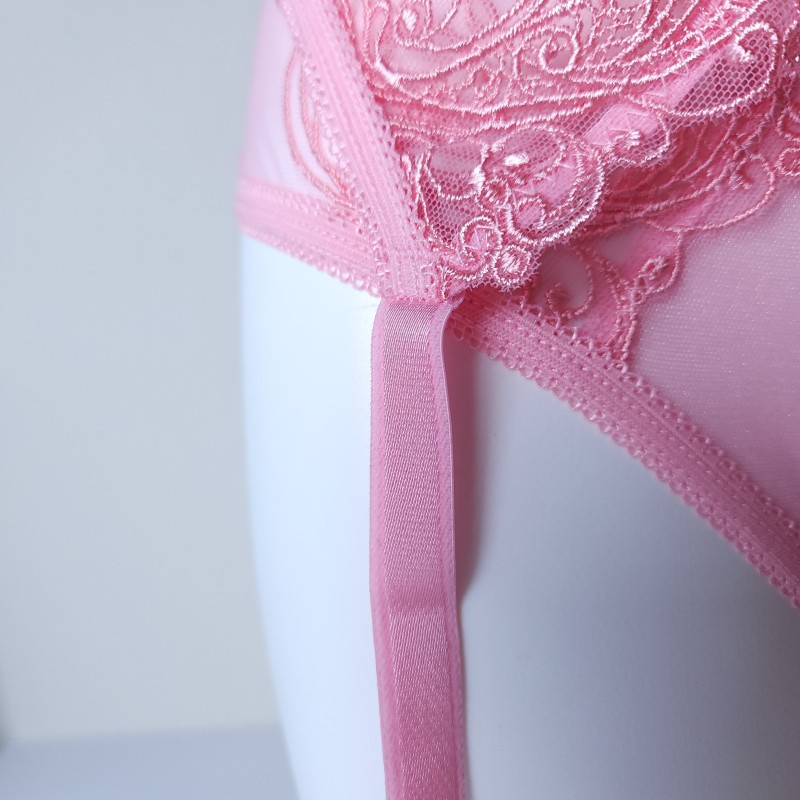 Cherry Darling: Sissy Pink Mesh Garter Belt Lingerie
