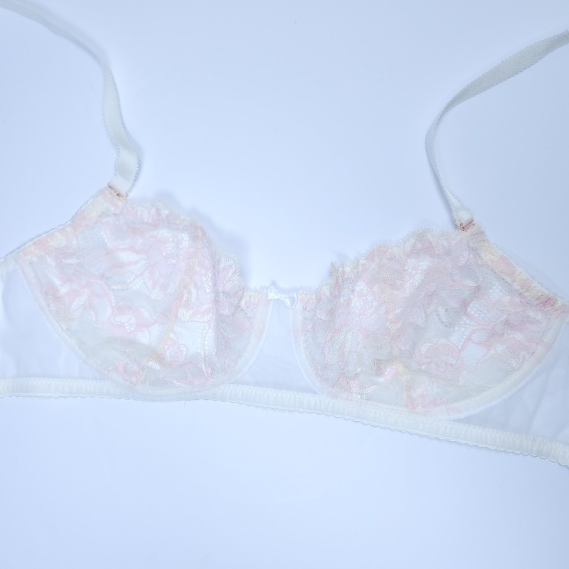 Satin Blush: Male Lace AA Bra in Light Cream