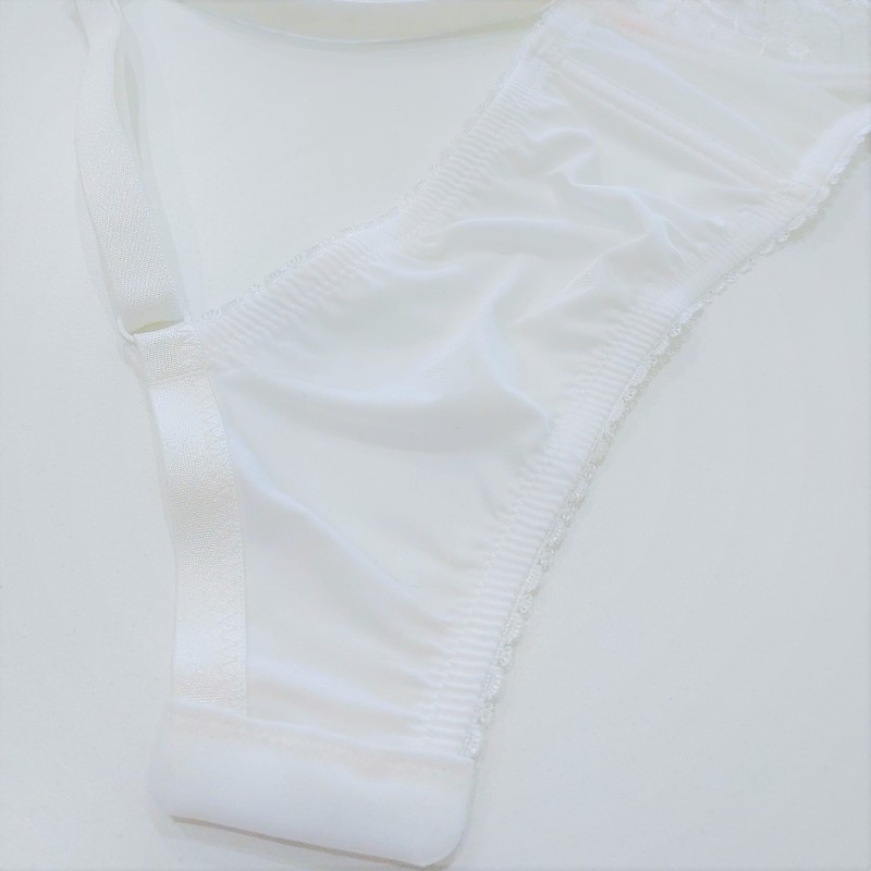 Lacy Luxe: Cream & Pink Men's Balconette Bra