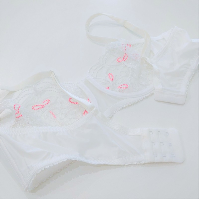 Lacy Luxe: Cream & Pink Men's Balconette Bra