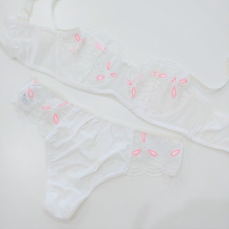 Lacy Luxe: Cream & Pink Men's Balconette Bra