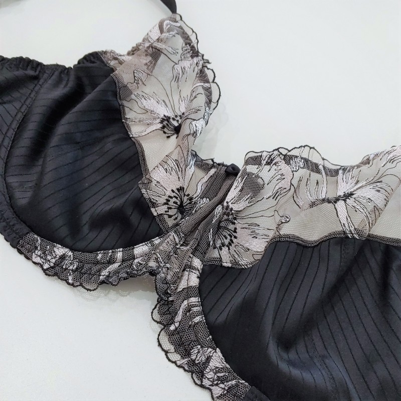 Noir Allure Men’s Satin & Mesh Bra - Tailored Elegance