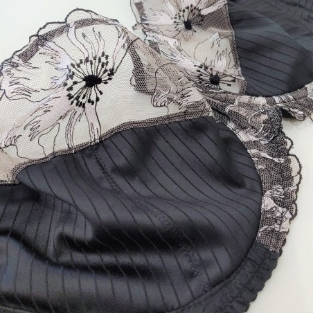 Noir Allure Men’s Satin & Mesh Bra - Tailored Elegance