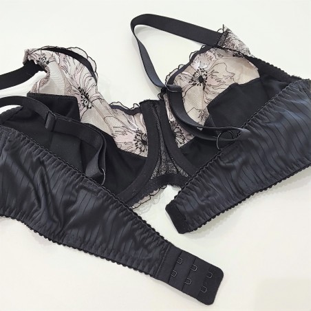 Noir Allure Men’s Satin & Mesh Bra - Tailored Elegance