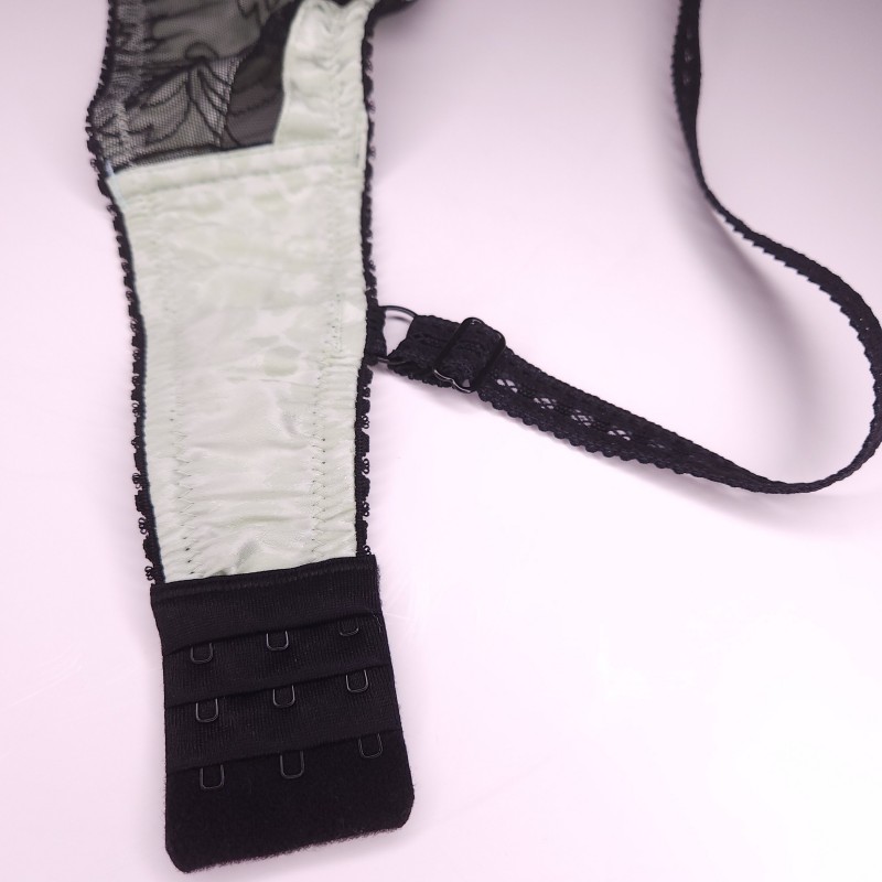 Emerald Comfort: Men's Glossy Green & Black Lace Bralette