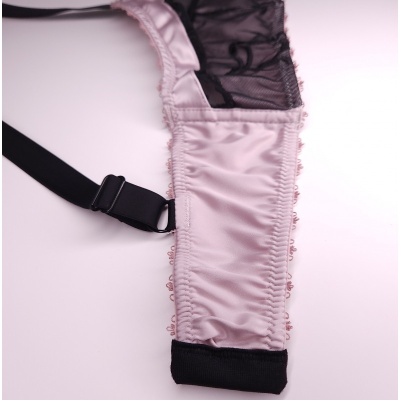 Flirty Pink Satin & Lace: Elegant Handmade Men's Bra