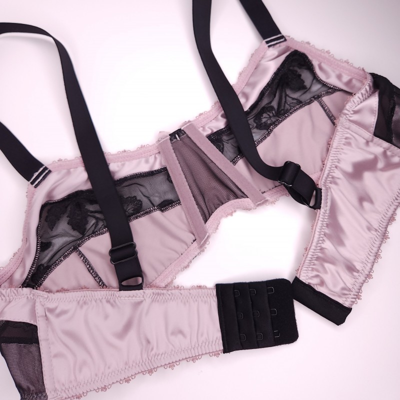 Flirty Pink Satin & Lace: Elegant Handmade Men's Bra
