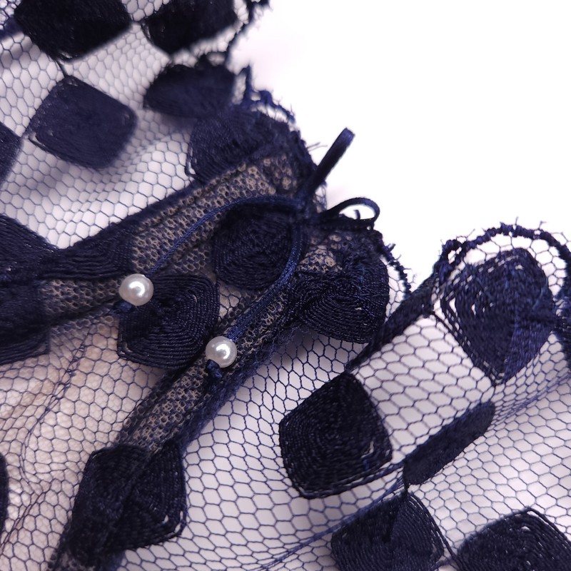 NavyNest: Ultra Sheer Men's AA Cup Balconette Bra in Navy Blue