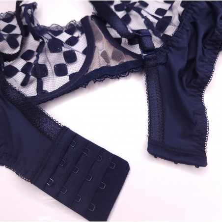 NavyNest: Ultra Sheer Men's AA Cup Balconette Bra in Navy Blue