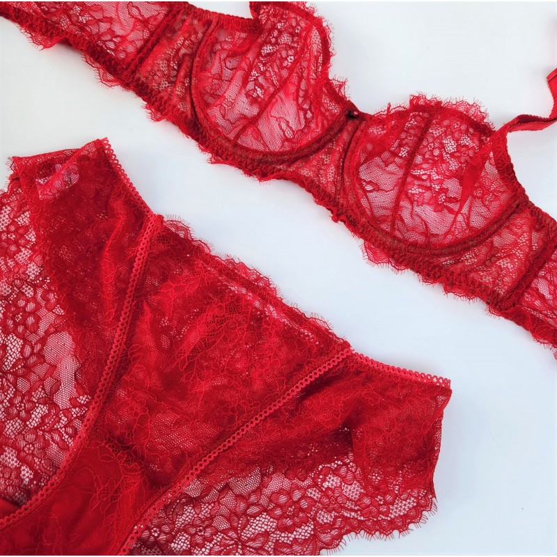 Crimson Elegance Balconette Bra: Designed for Crossdressers & Men