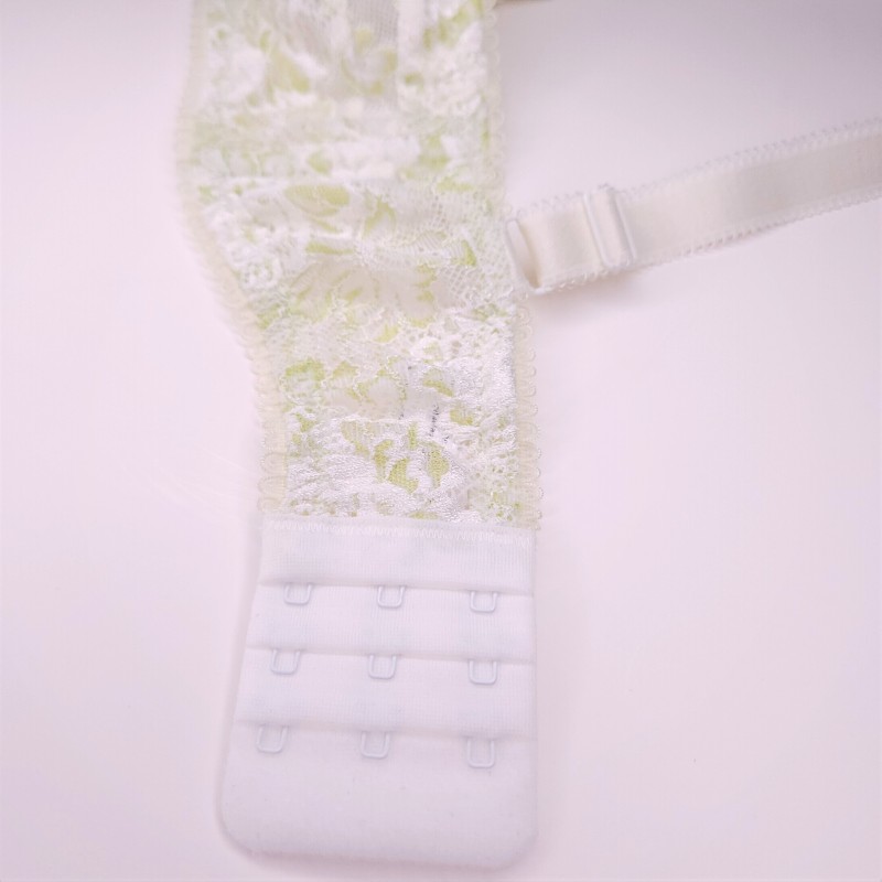 Lime Elegance for Men: Silky Green & White Lace Bralette