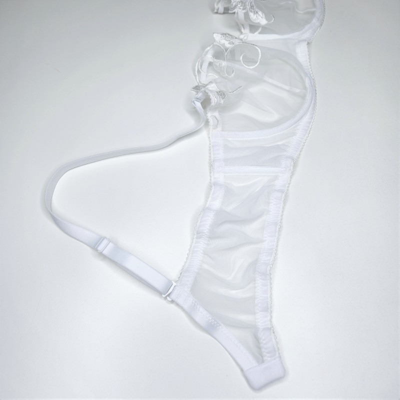 White Harmony: White Mesh Bra Designed for Crossdressers