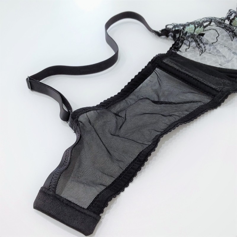 Black Leopard Sheer Lace AA Cup Bra for Men and Crossdressers