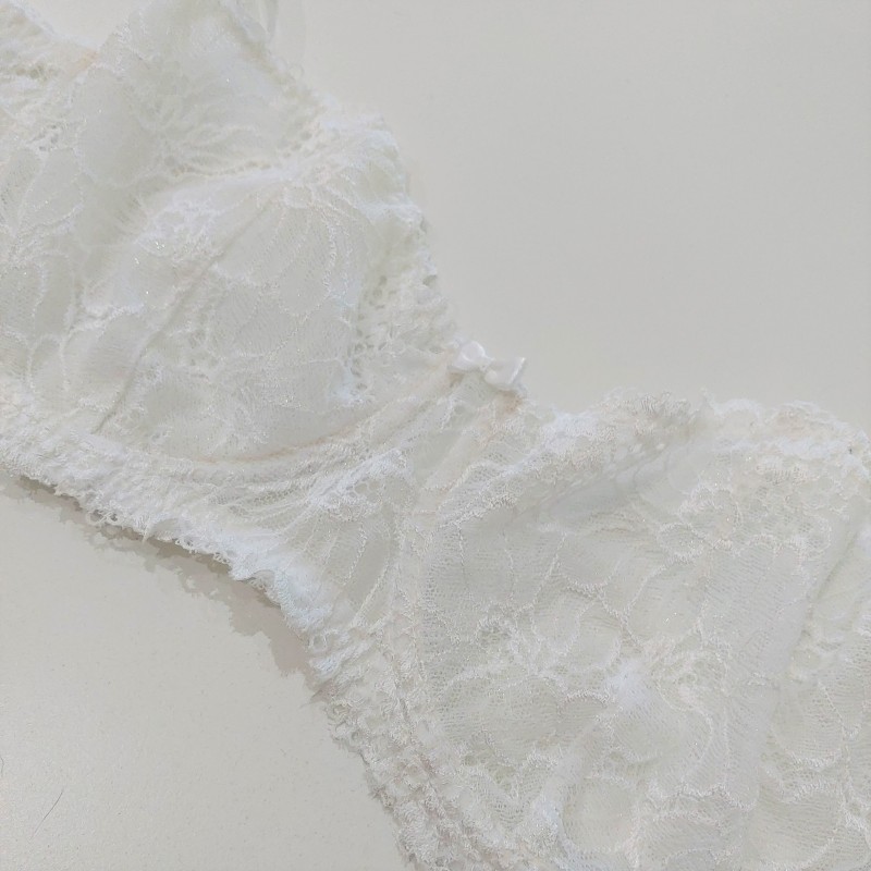 Ivory Glitter: Off-White Lacy Balconette Bra Designed for Men