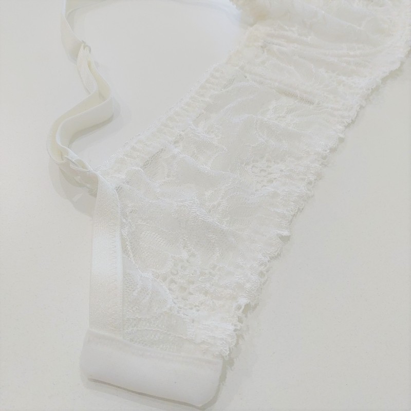 Ivory Glitter: Off-White Lacy Balconette Bra Designed for Men