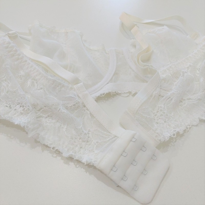 Ivory Glitter: Off-White Lacy Balconette Bra Designed for Men
