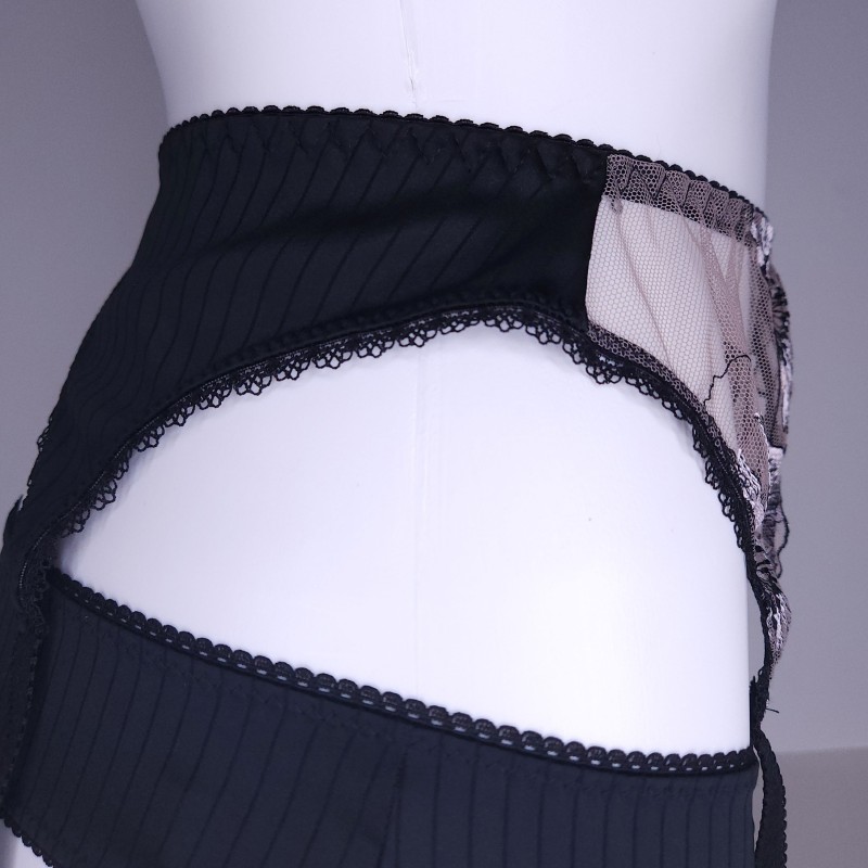 Noir Allure: Black Satin Mesh Men's Sissy Garter Belt. Sissy Lingerie ...